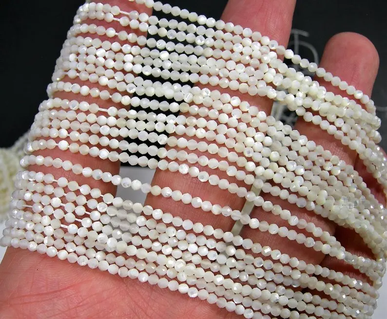 Bead 16 Inch Strand Triangle Semiprecious Stone/white pearl shell V 10 ...