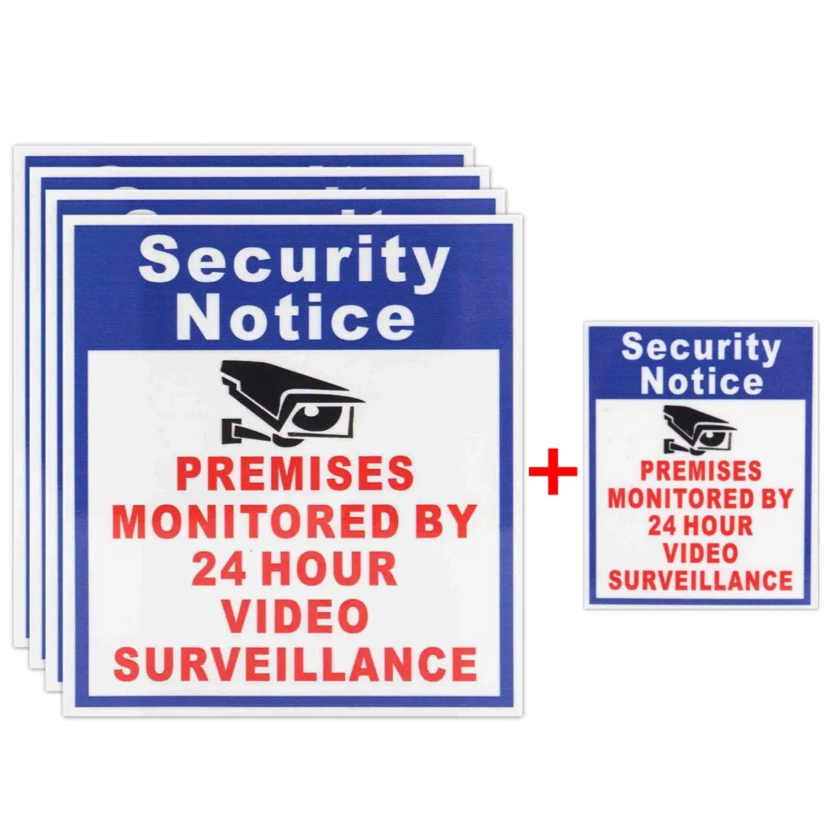 NEW 5x Premises Protected By 24 Hour Video Surveillance Sign Sticker ...