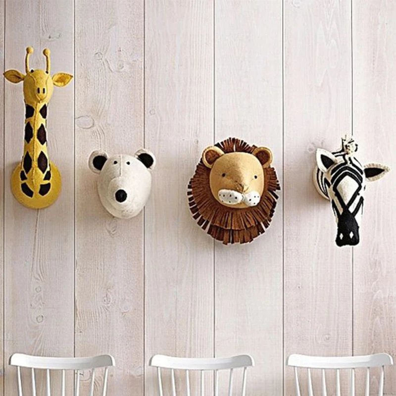 Felt Animal Head Wall Decor Kids Handmade Giraffe Animal Head Nursery ...