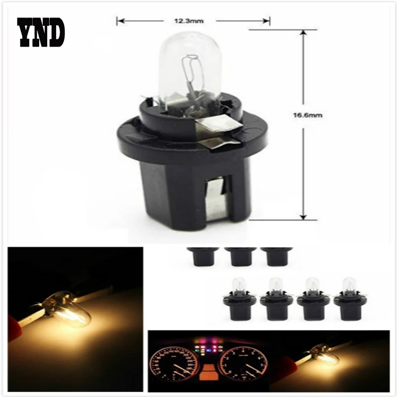 10x B8.5D 286T T5 12V1.2W Clear Glass Instrument Lights Car Gauge Bulbs ...