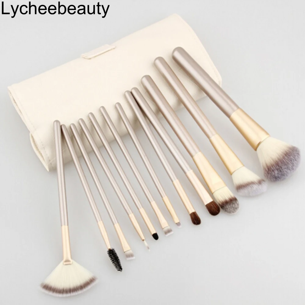 12pcs Professional Luxury Makeup Brushes Champagne Gold High Quality ...