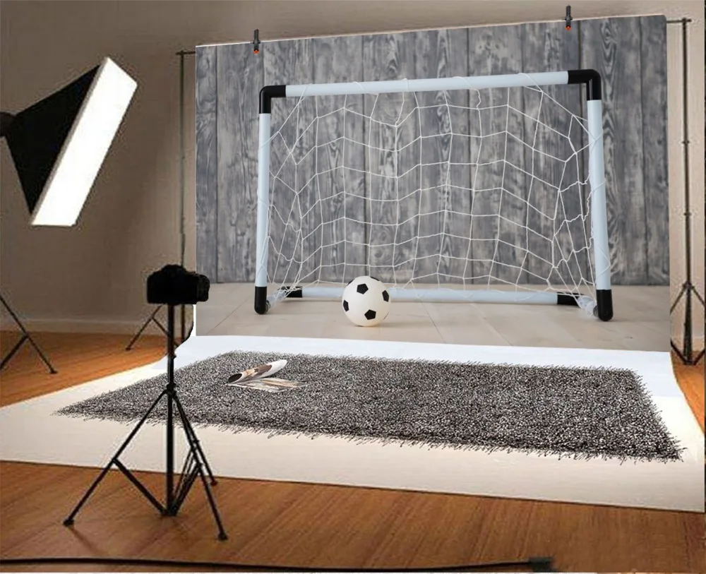 Laeacco Baby Birthday Party Soccer Goal Football Wooden Wall Portrait ...