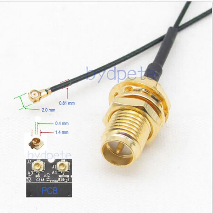6in 6'' IPX IPEX I PEX U.FL 0.8mm to RP SMA female (male pin) RF ...