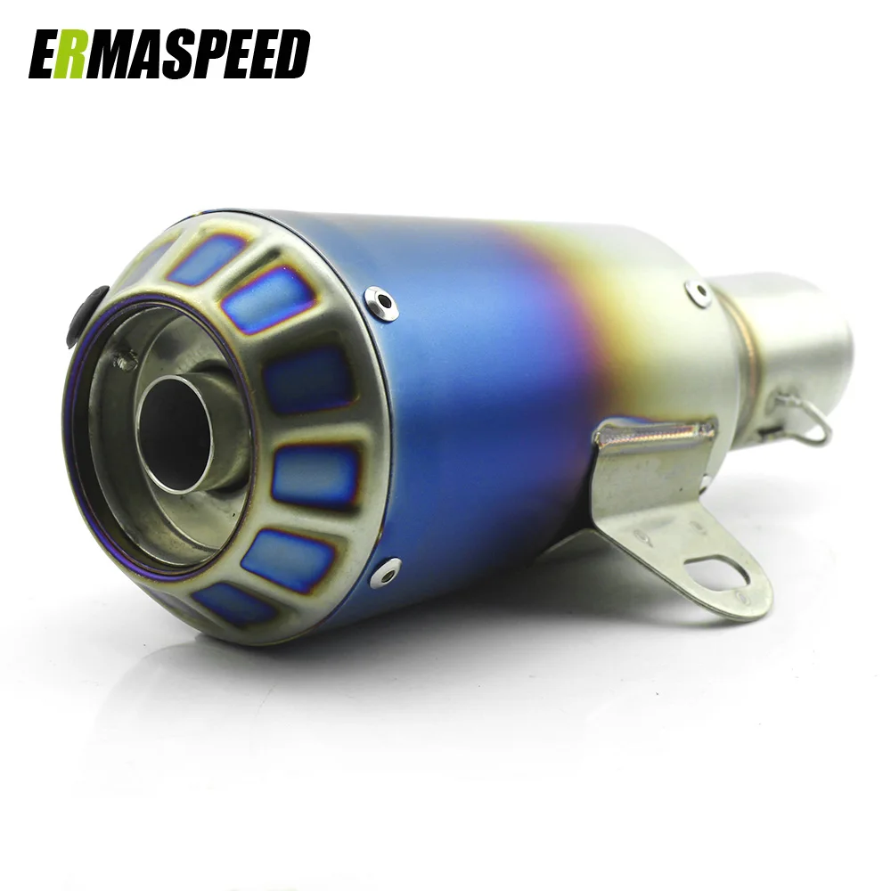 Motorcycle Bullet Shape Exhaust Muffler Half Blue Exhaust Pipe DB ...