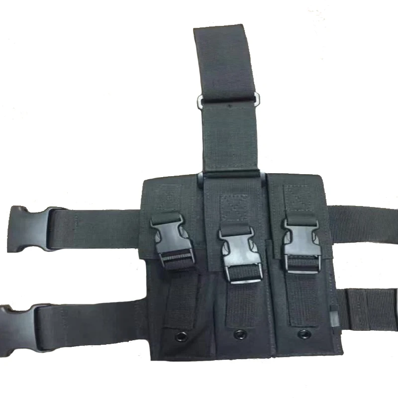 New Airsoft Quick Release MP5 Drop Leg Triple Mag Pouch Holder Black | eBay