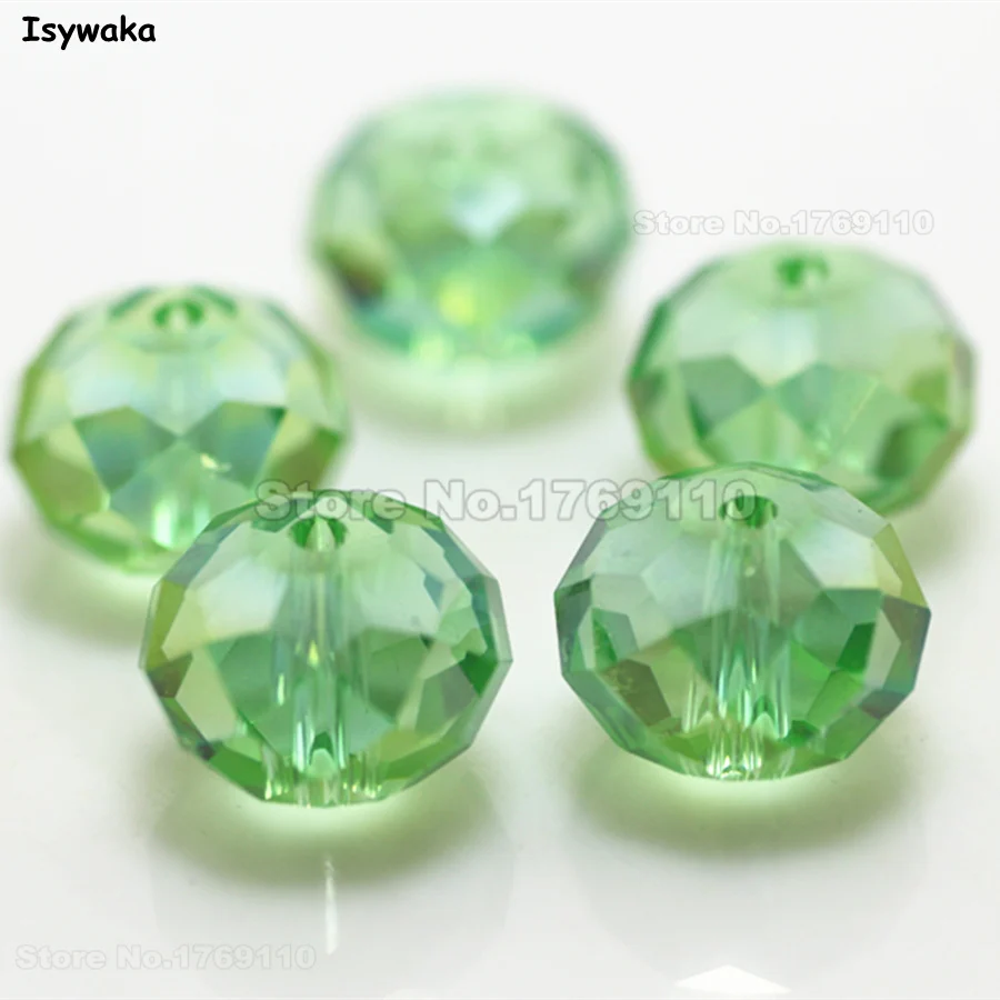 Isywaka Light Green AB Color 10*12mm 70pcs Rondelle Austria faceted ...
