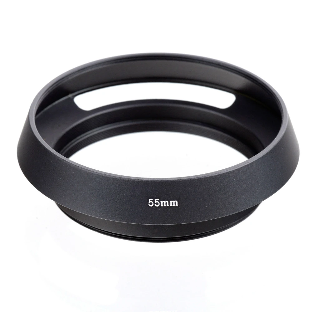 40.5 43 46 49 52 55 58 62 67mm Black Vented Curved Metal Camera Lens ...