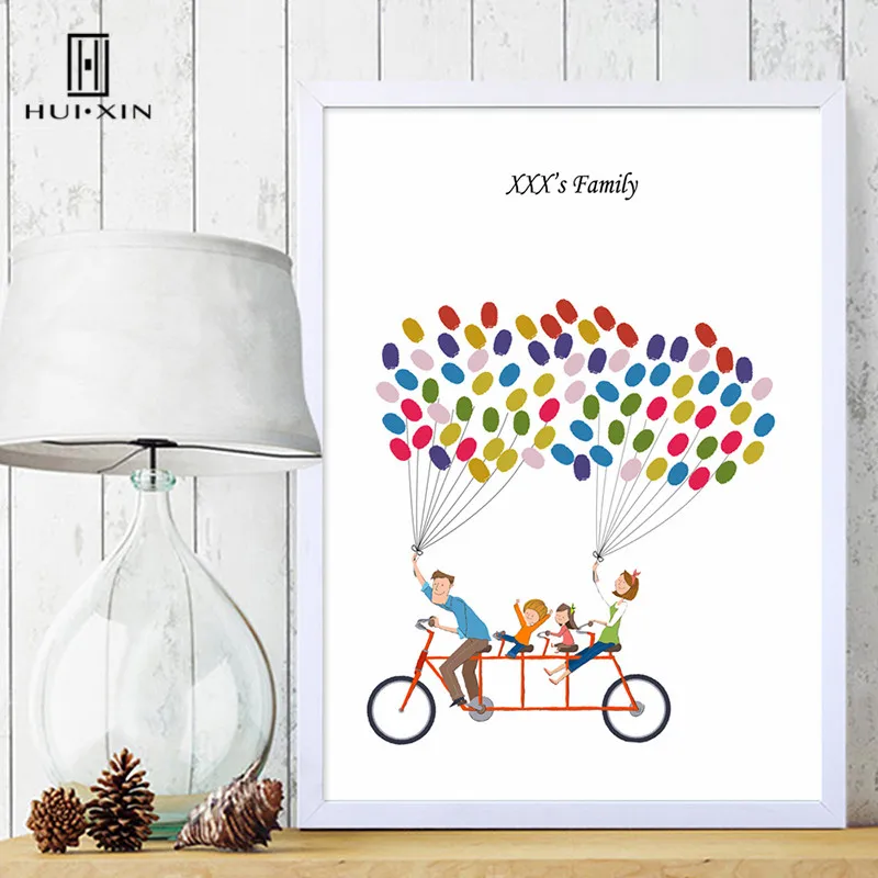 Fingerprint DIY Guest Book For Birthday Party Decoration About A Family Outing By Taking Bicycle fingerprint-diy-guest-book-for-birthday-party-decoration-about-a-family-outing-by-taking-bicycle