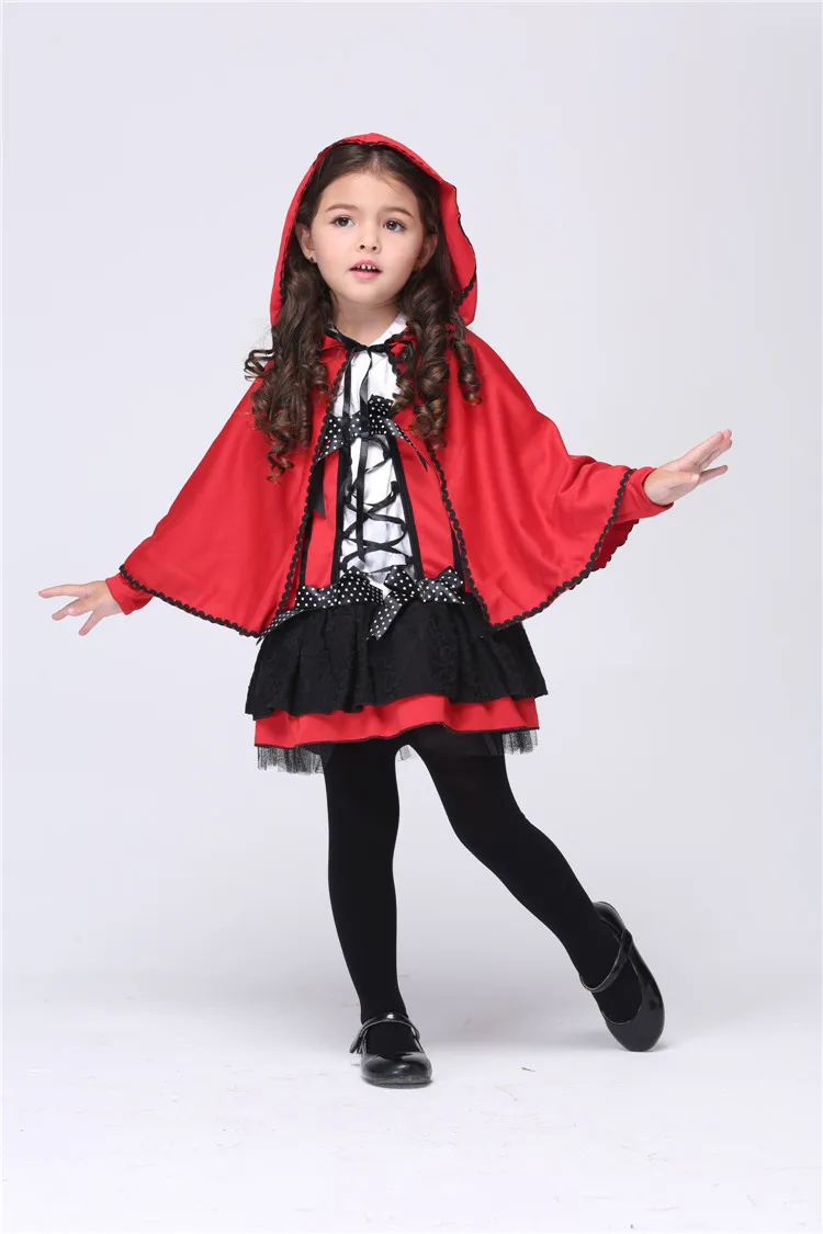 Red Little Imp Girl Cosplay Costumes Hooded Cloak Dress Halloween Stage ...