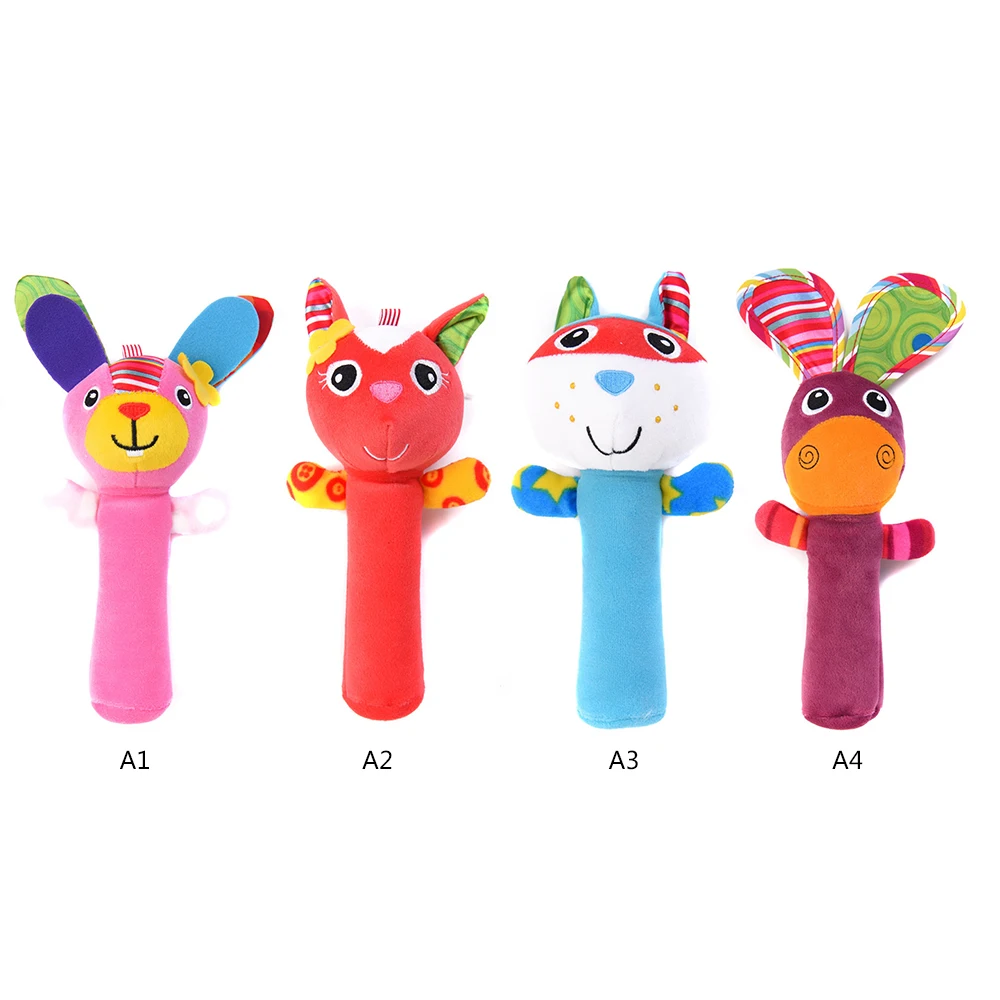 Cute Plush Animal Baby Rattle Squeaky Sticks Toys Hand Bells for ...