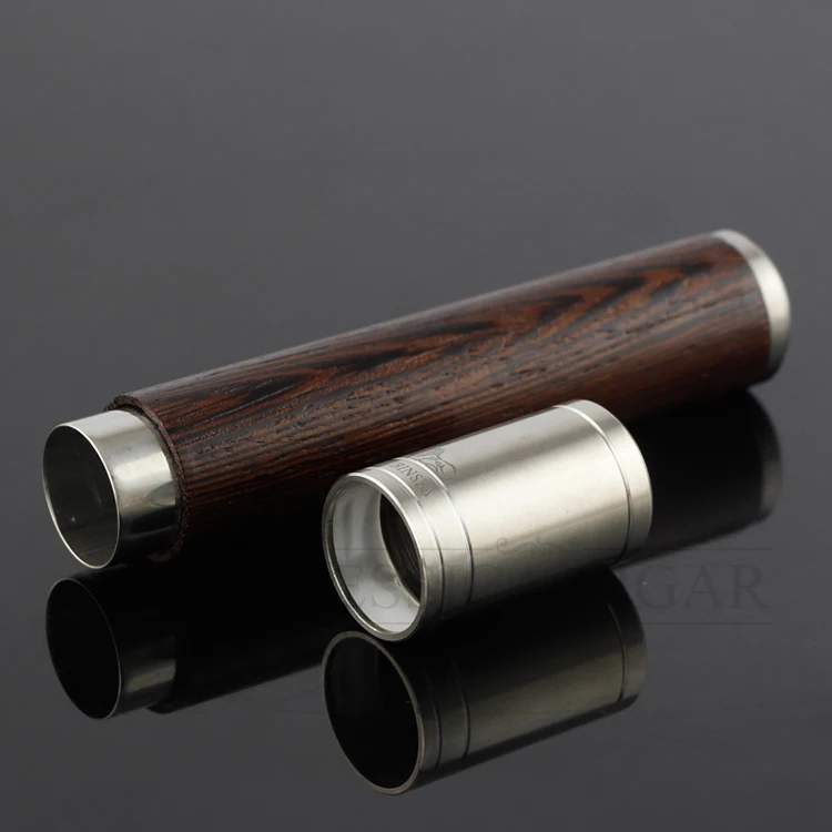 LUBINSKI Metal Wood Cigar Tube Holder Portable Single Cigar Case ...