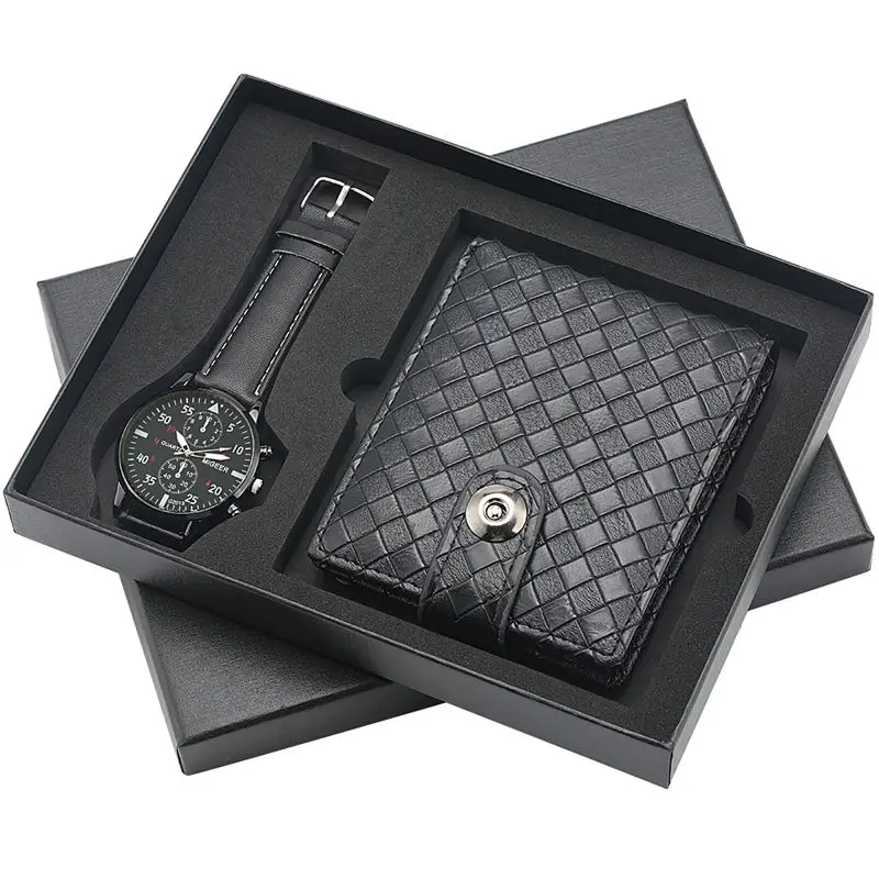 Luxury Man Watch Wallet Gift Set Leather Strap Business Multifunction ...