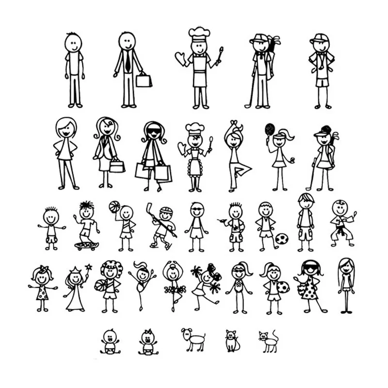 Personalized Stick Figure Family Car Stickers Interesting Motorcycle ...
