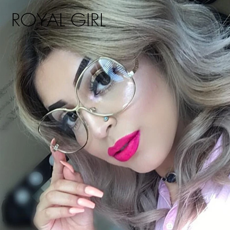 ROYAL GIRL Women Unique Eyeglasses Frames Metal Oversize Vintage Clear ...