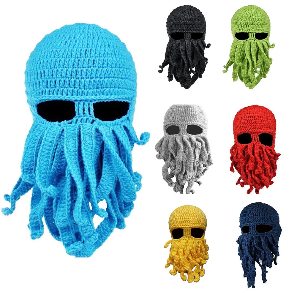 Unisex 7 Colors Funny Winte Tentacle Octopus Knit Beanie Hat Ski Face ...