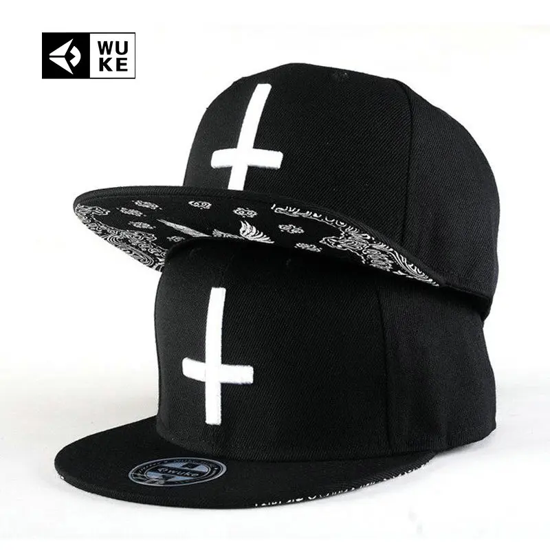 [WUKE] New Arrival Cross Baseball Caps For Men Women Flat Brim Cap Hip ...
