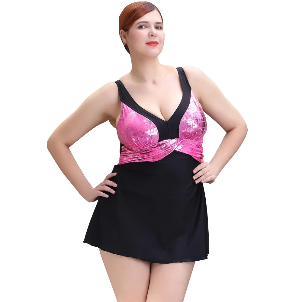 2016 Large Size Sexy Deep V Neck Swimwear Polka Dot Plus Size Swimwear