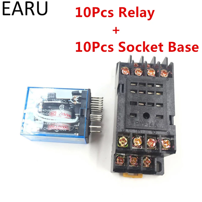 10Sets MY4NJ Electronic Micro Mini Electromagnetic Relay 5A 14PIN Coil ...