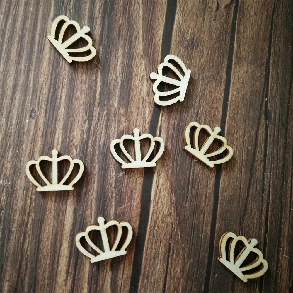 50pcs Mini Wooden Crown Craft Shapes Wood Crowns DIY Embellishment ...