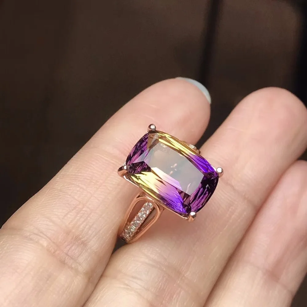 Uloveido Square Purple Amethyst Rose Gold 925 Sterling Silver Promise ...