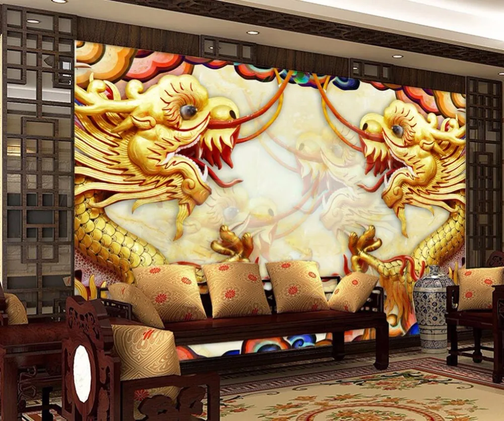Beibehang Custom Wallpaper Chinese Dragon 3d Stereo Mural Tv Background