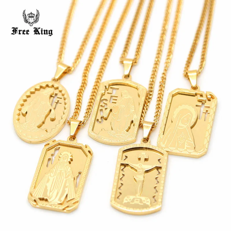 Free King 2016 Trendy New Stainless Steel Gold Jesus Christ Dog Tag ...