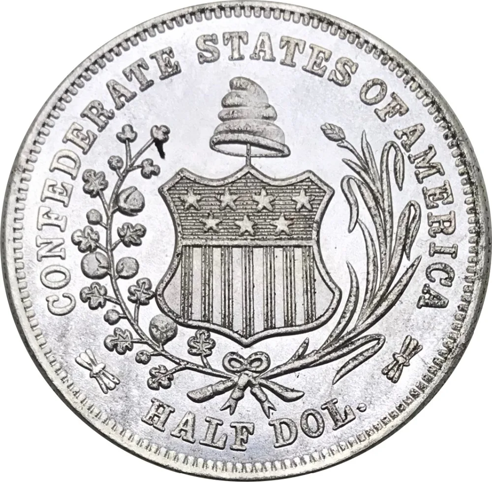 CONFEDERATE United Sates Of America 1861 Half Dollar NEW ORLEANS Brass ...