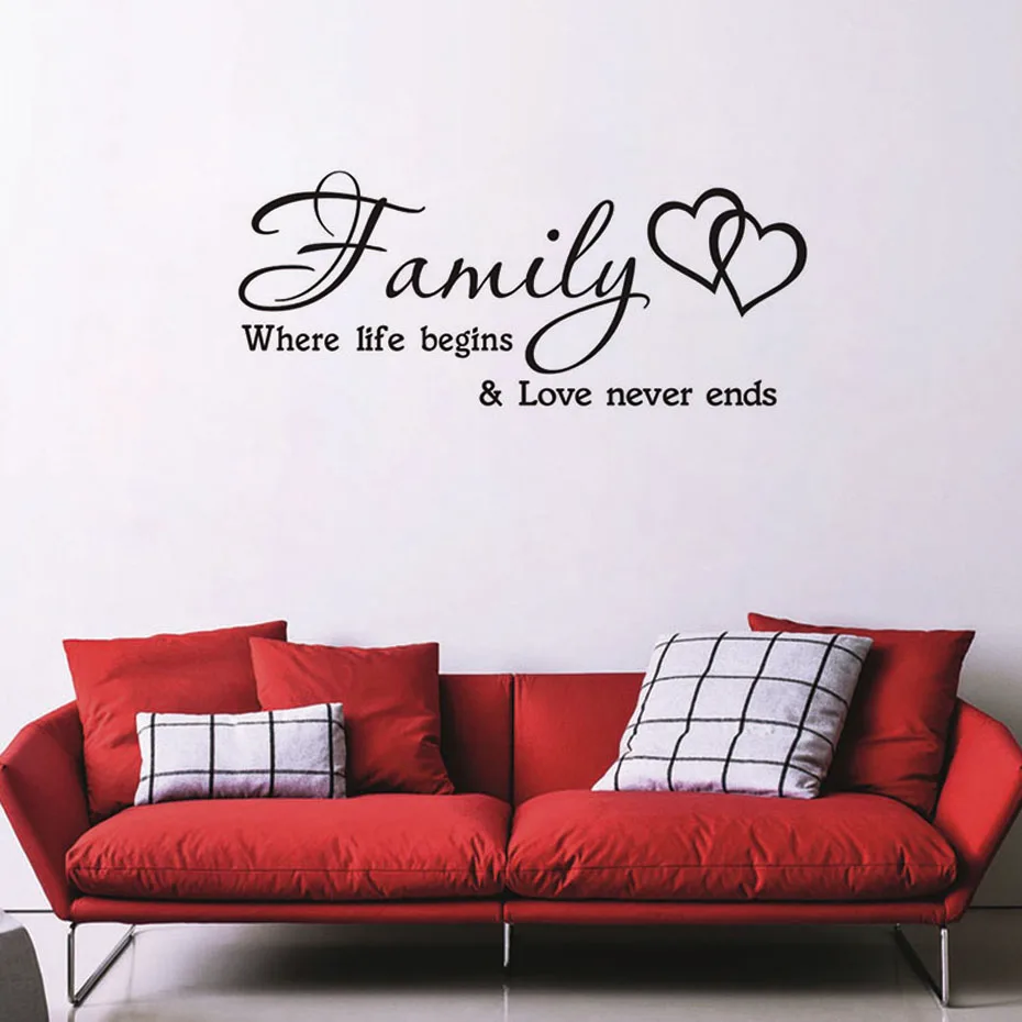 Family is Love Never Ends Wall Sticker Warming Family quote decals Wall ...