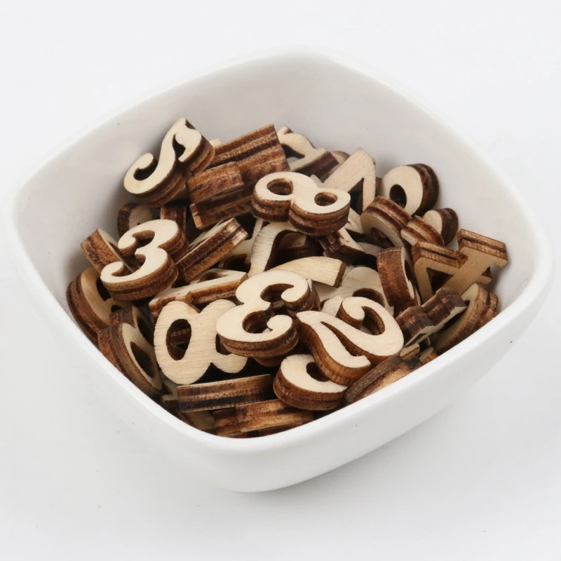 50pcs Mixed 0-9 Handmade Crafts Natural Wooden Number Decoration Wood ...