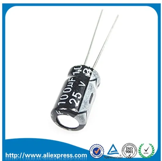 50PCS-25V-100UF-Aluminum-Electrolytic-Capacitor-25-V-100-UF-Size-6-11MM ...