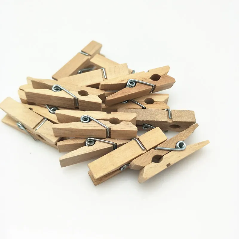 10PC Hot Wholesale Very Small size 35mm Mini Natural Wooden Clips For ...
