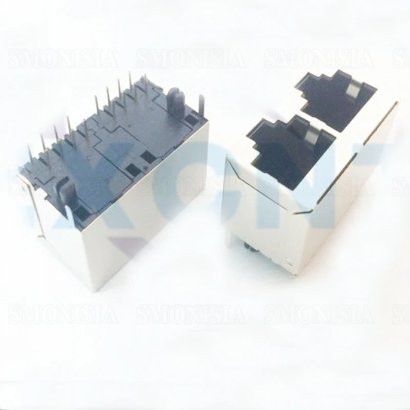 100 unids/lote RJ45 Socket 5224 dos neto boca Vertical 180 Grado 1*2 ...