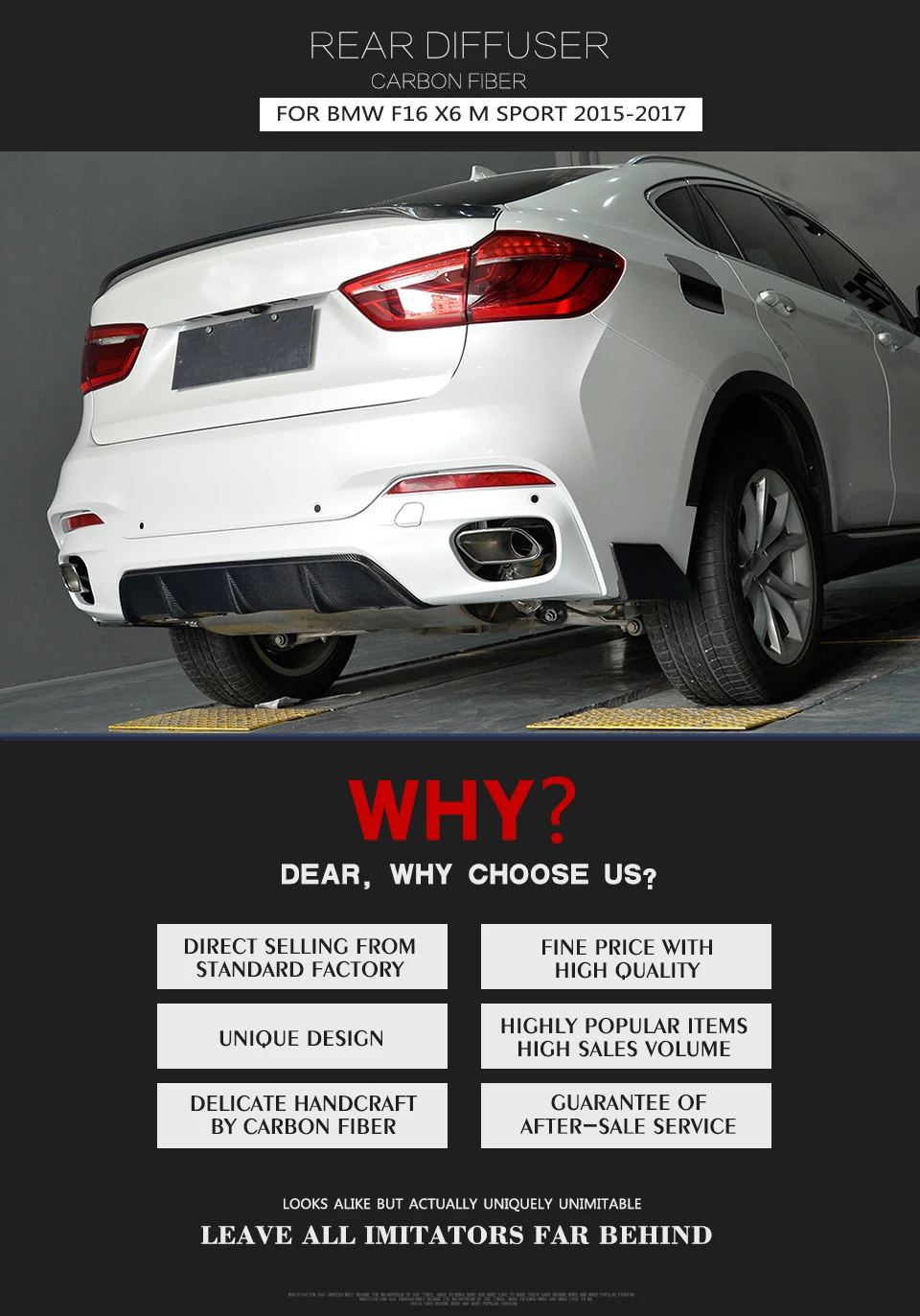 Автомобильный диффузор заднего бампера, разветвители губ для BMW X6 F16 ...