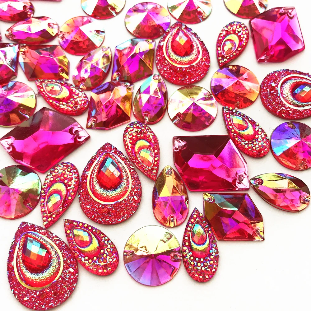 Goddess Resin Mix Red Fuchsia Pink Ab Wedding Sewing For Crafts ...