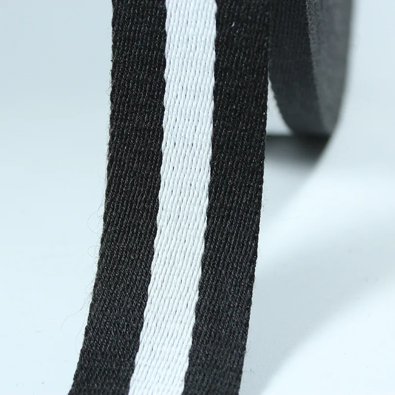 10 meter dari batch 38mm 1.4 "lebar anyaman tas hitam putih hitam ...