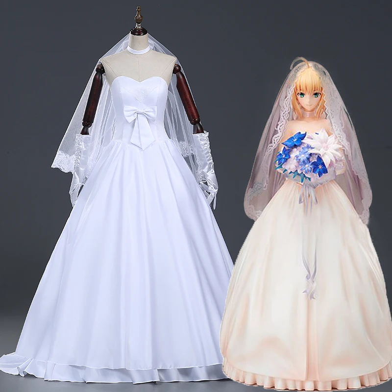 Fate Zero Saber Cosplay Costume Arturia Pendragon Saber wedding dress ...