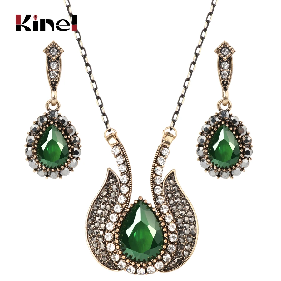 Kinel conjunto de joyería turca para mujer, collar y pendientes de ...