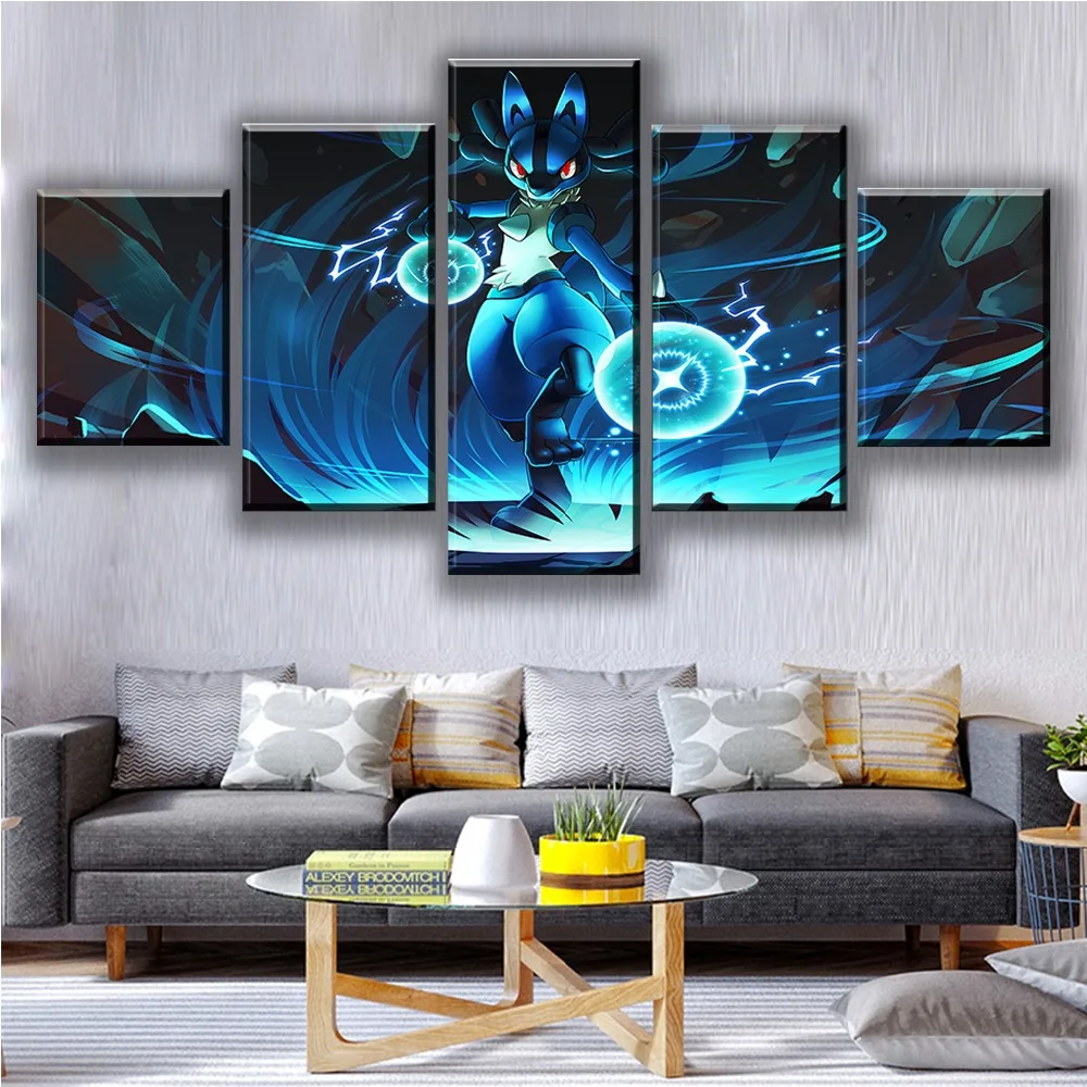 Home Decoration Animation Canvas Paintings Modular 5 Pieces Pokemon ...