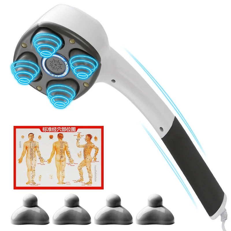 Electric Handheld Massager Four Head Machine Deep Tissue Massager Body