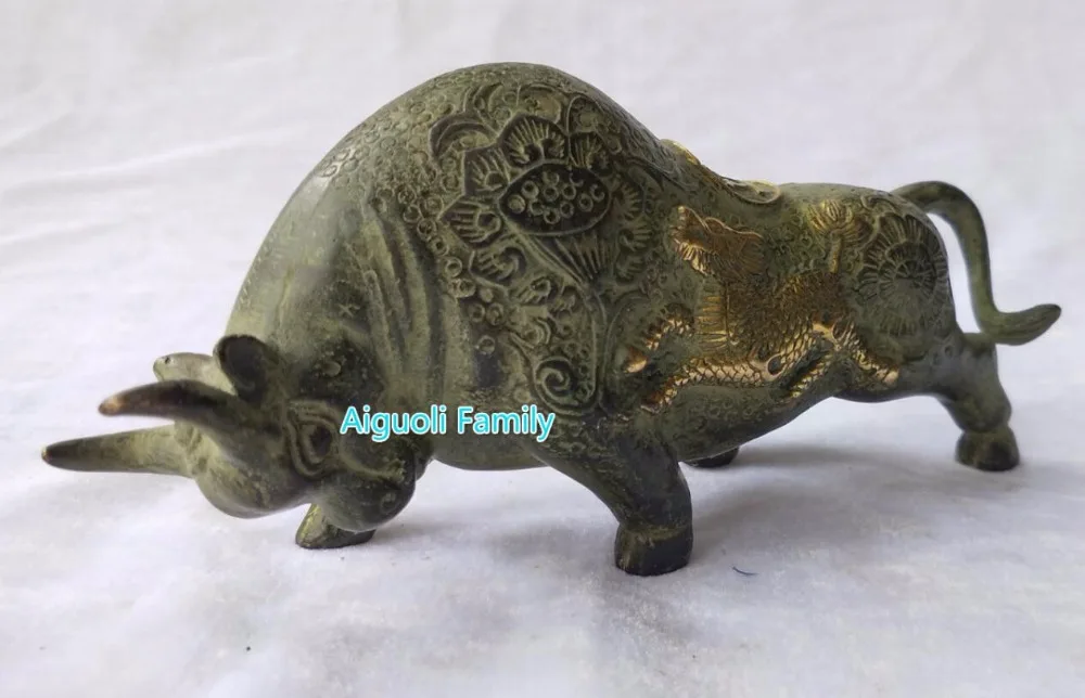 Chinese Antique Collection Bronze Bull Cart Large Ornament，Unique shape ...