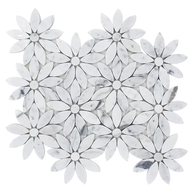 marble daisy design mosaic 2 colors stone mosaic flower design marble ...