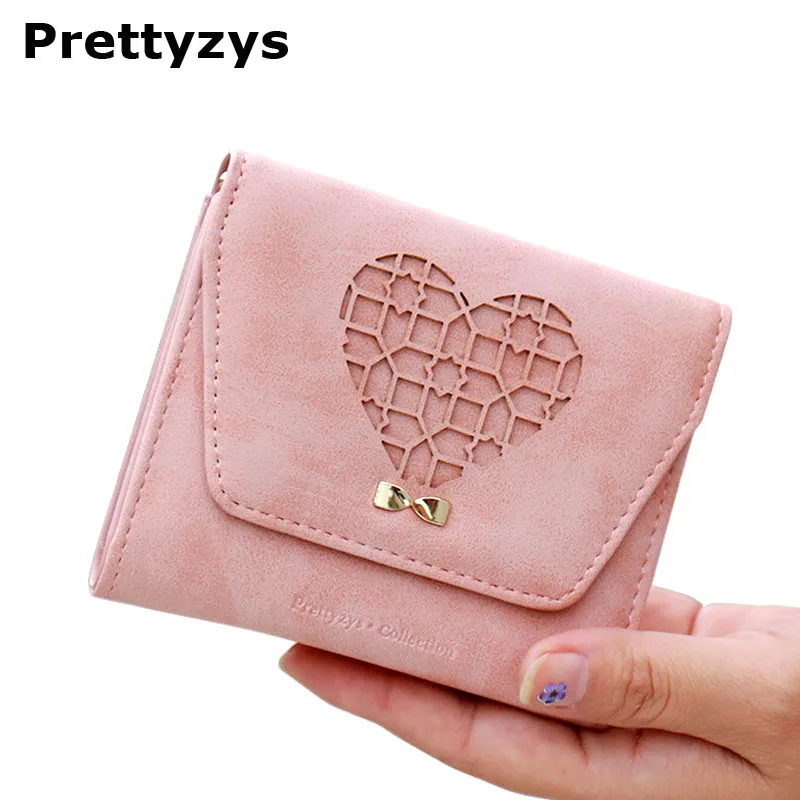 Prettyzys heart shaped design short women wallets bag students hollow ...