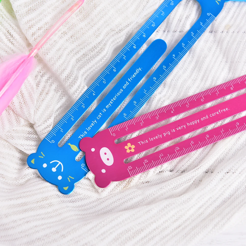 Kawaii Cartoon Frog Bear Pig Cat Metal Paper Clip Stationery Ruler For ...