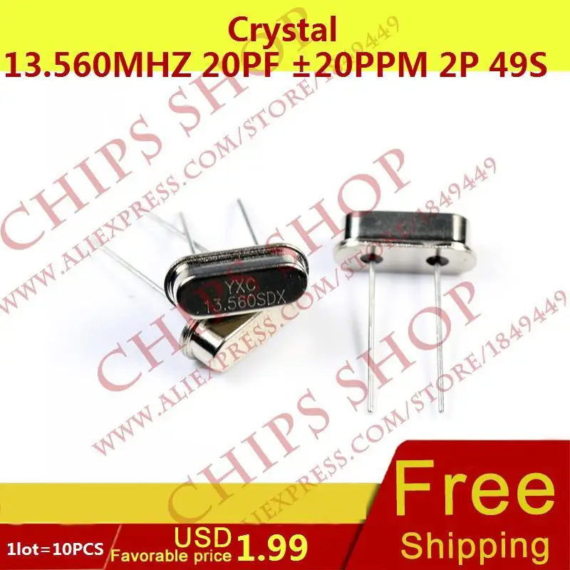 1 lote = 10 unids cristal 13.560 MHz 20PF 20PPM 2 P 49 s 13560000Hz 0 ...