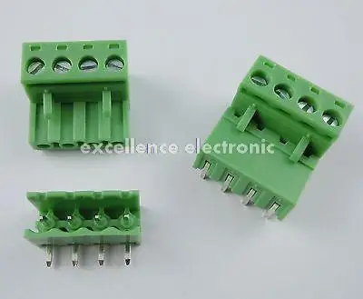 10 Pcs 5.08mm Pitch 4 pin 4 way Screw Pluggable Terminal Block Plug ...