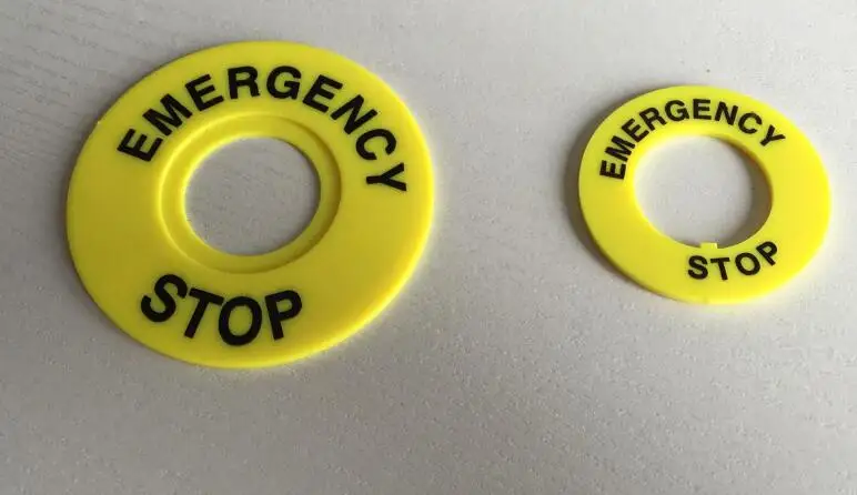 20pcs Yellow Stop button switch ID 22mm OD 60mm/40mm button sign box ...