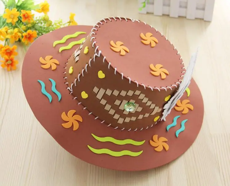 EVA Foam Paper Weaving Hat Flowers Stars Patterns Kindergarten Art ...