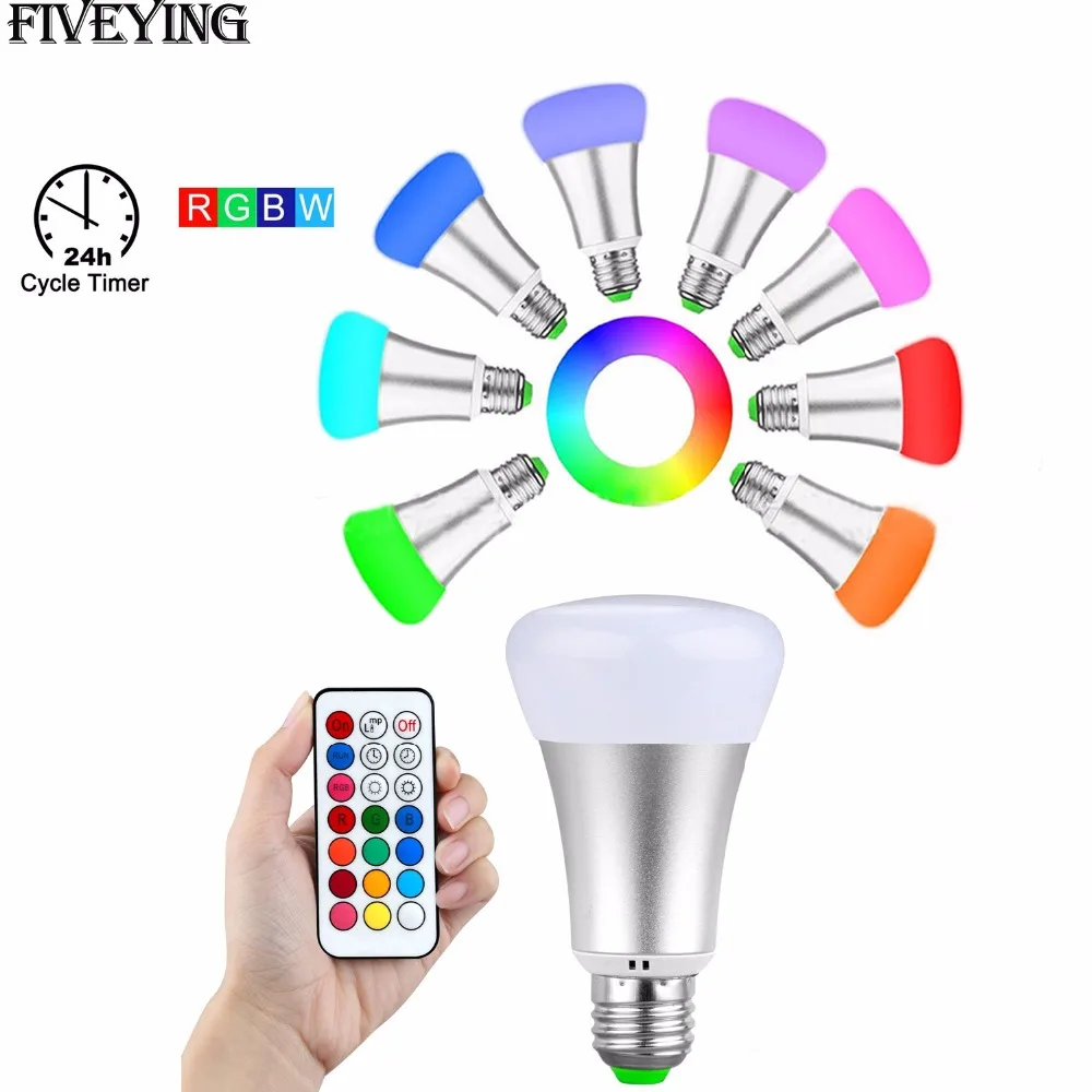 E27 RGB LED bulb 10W 12 colors changeable lamp with remote control led ...
