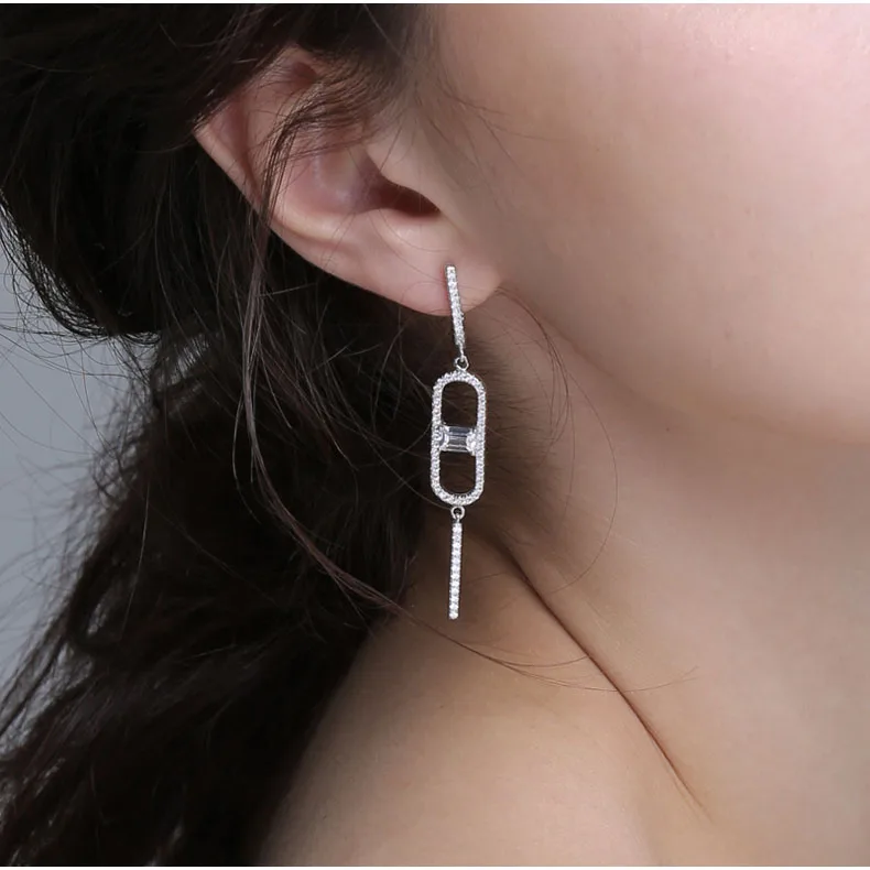 SA SILVERAGE, настоящее 925 пробы, серебряные серьги-капли для женщин, Простые Длинные серьги ...