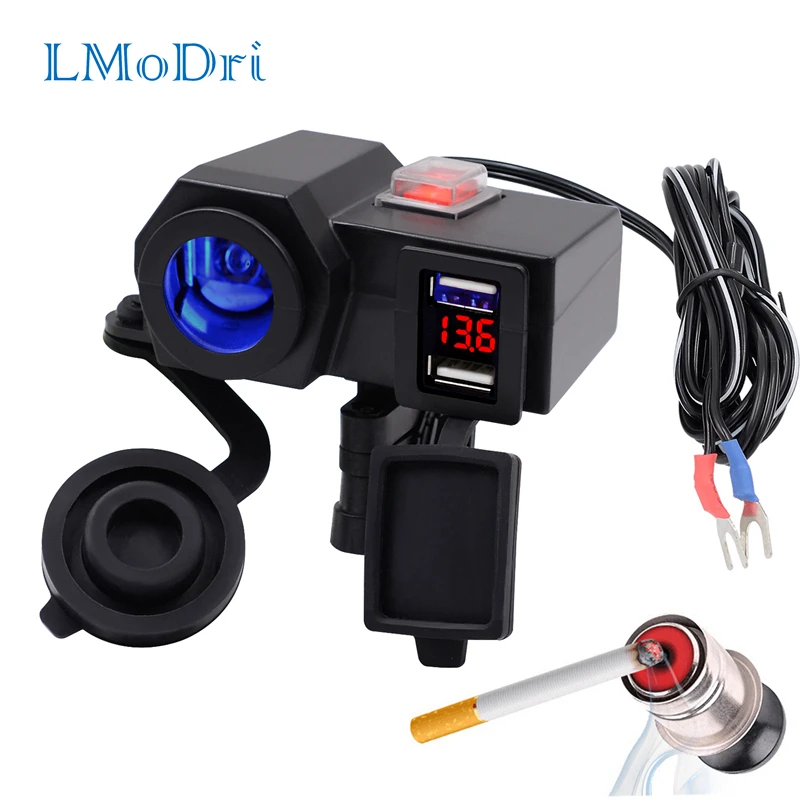 LMoDri Motorcycle 12V Dual USB Power Port Scooter ATV Charger Adapter ...